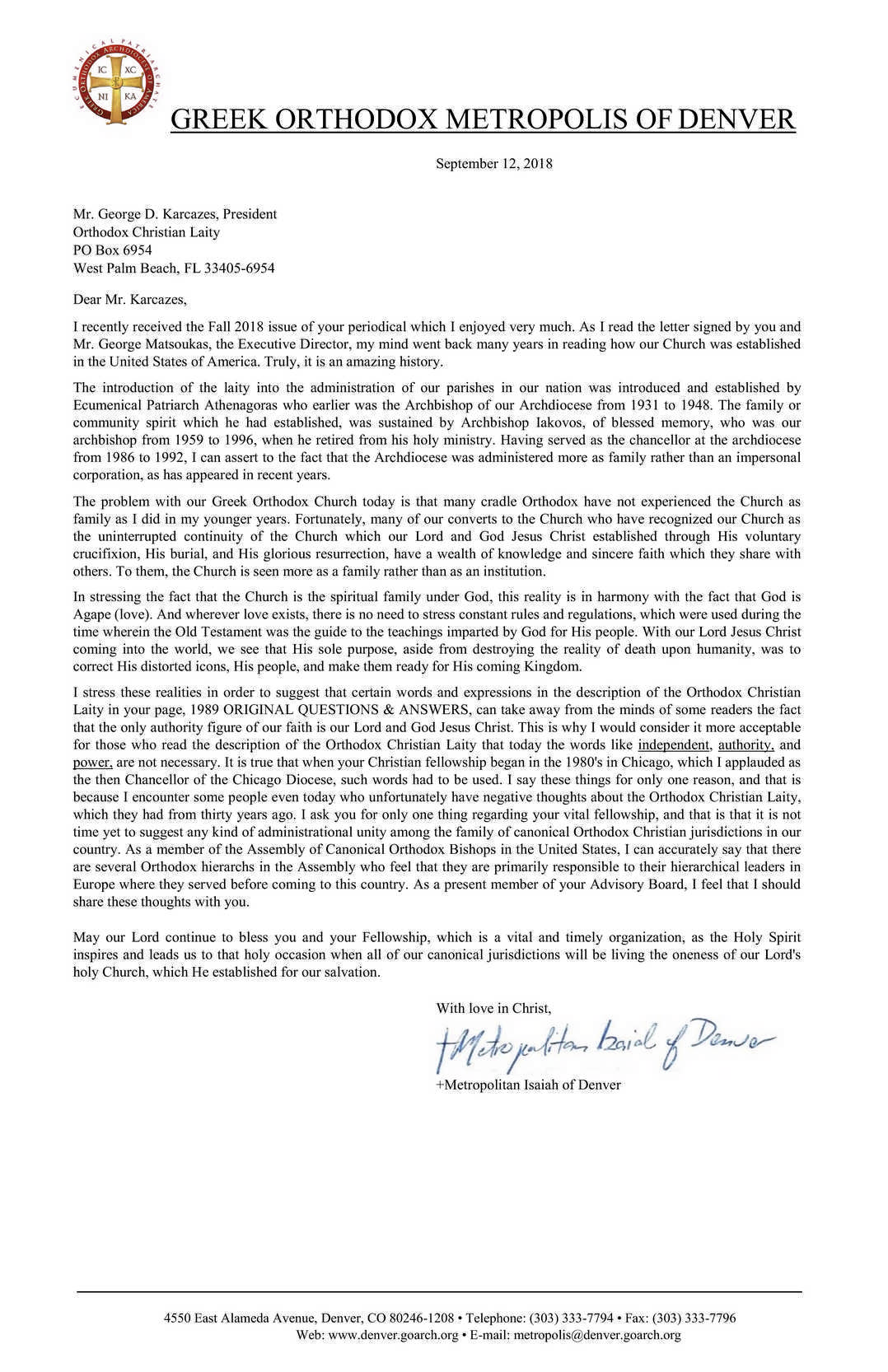 Musings of The Executive Director – Pastoral Letter of His Eminence ...